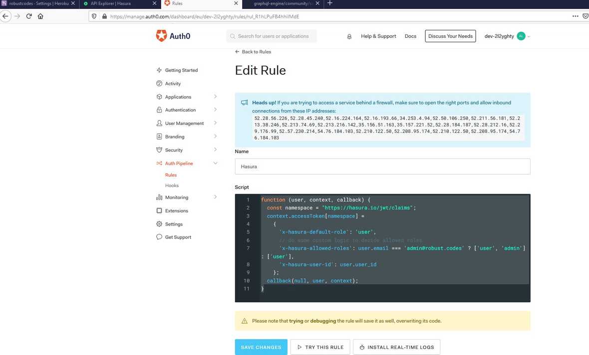Create auth0 Application | ScreenShots | Robust Codes